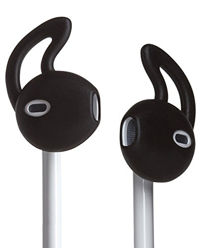 ALXCD Ear Gel, Ear Tips for iPhone, Ear Buds Tips Bumper, 4 Pair Black Anti-Slip Soft Silicone Replacement Earbud Tips for Earphone of iPhone SE 6s iPhone 6s Plus 5s [Sport] (Black 4 Pair)