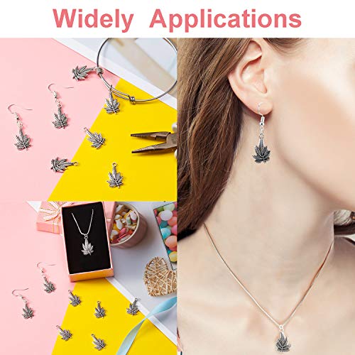 100 Pieces Maple Leaf Charms Antique Silver Leaf Charm Zinc Alloy Fall Leaf Pendant for DIY Earring Bracelet Necklace Jewelry Making, Antique Silver