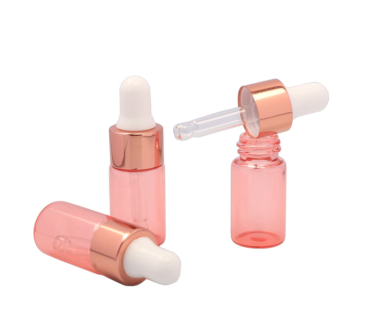 30 Pack Set, Pink Glass Dropper Bottles Essential Oils Dropper Bottles Mini Sample Bottles DIY Perfume Cosmetic Containers Glass Vials With Glass Eye Dropper (3ml)