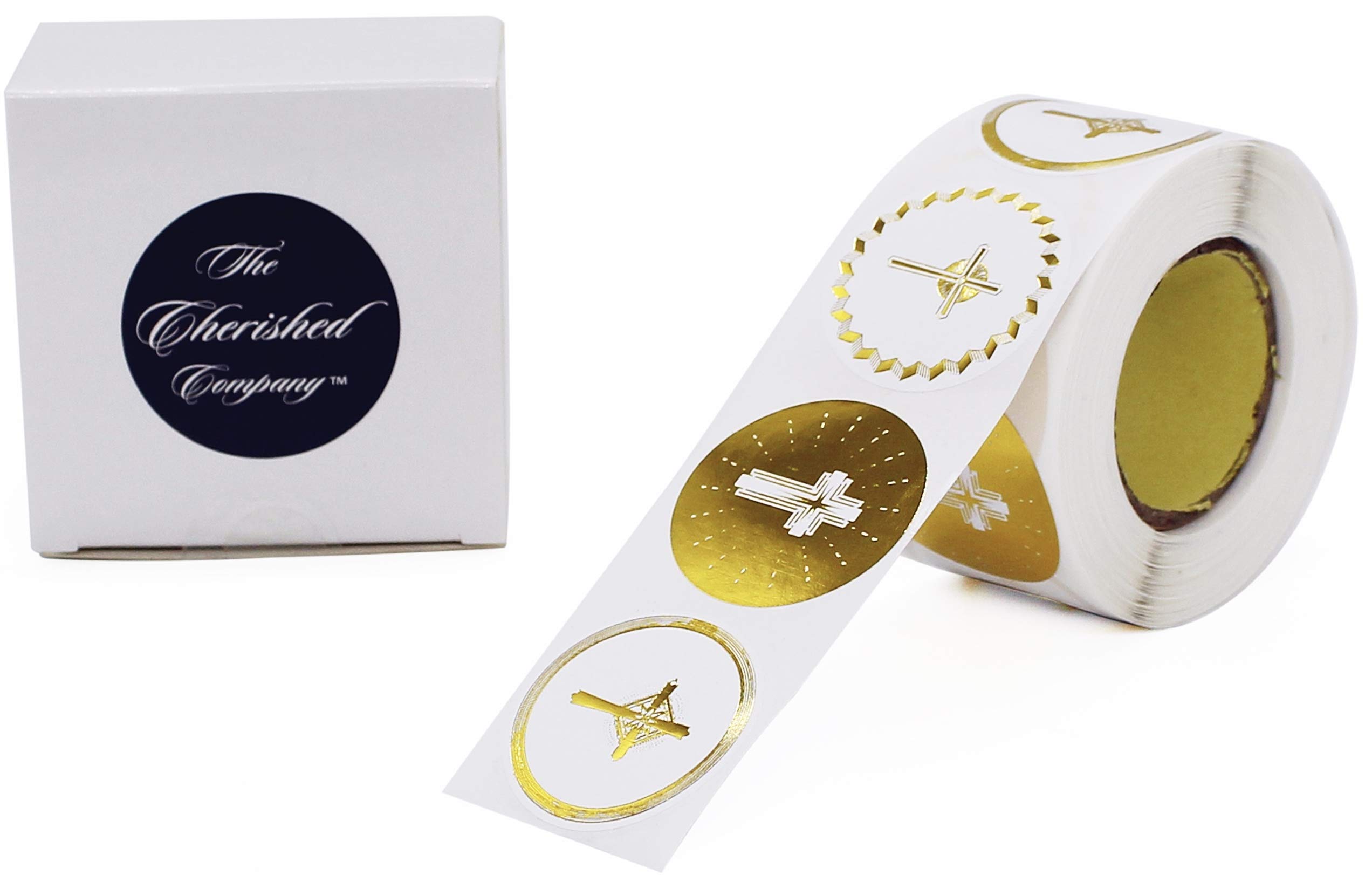500 Christian Stickers | Faith Stickers for Baptism, Confirmation, Christening, First Communion | Gold Cross Religious Stickers