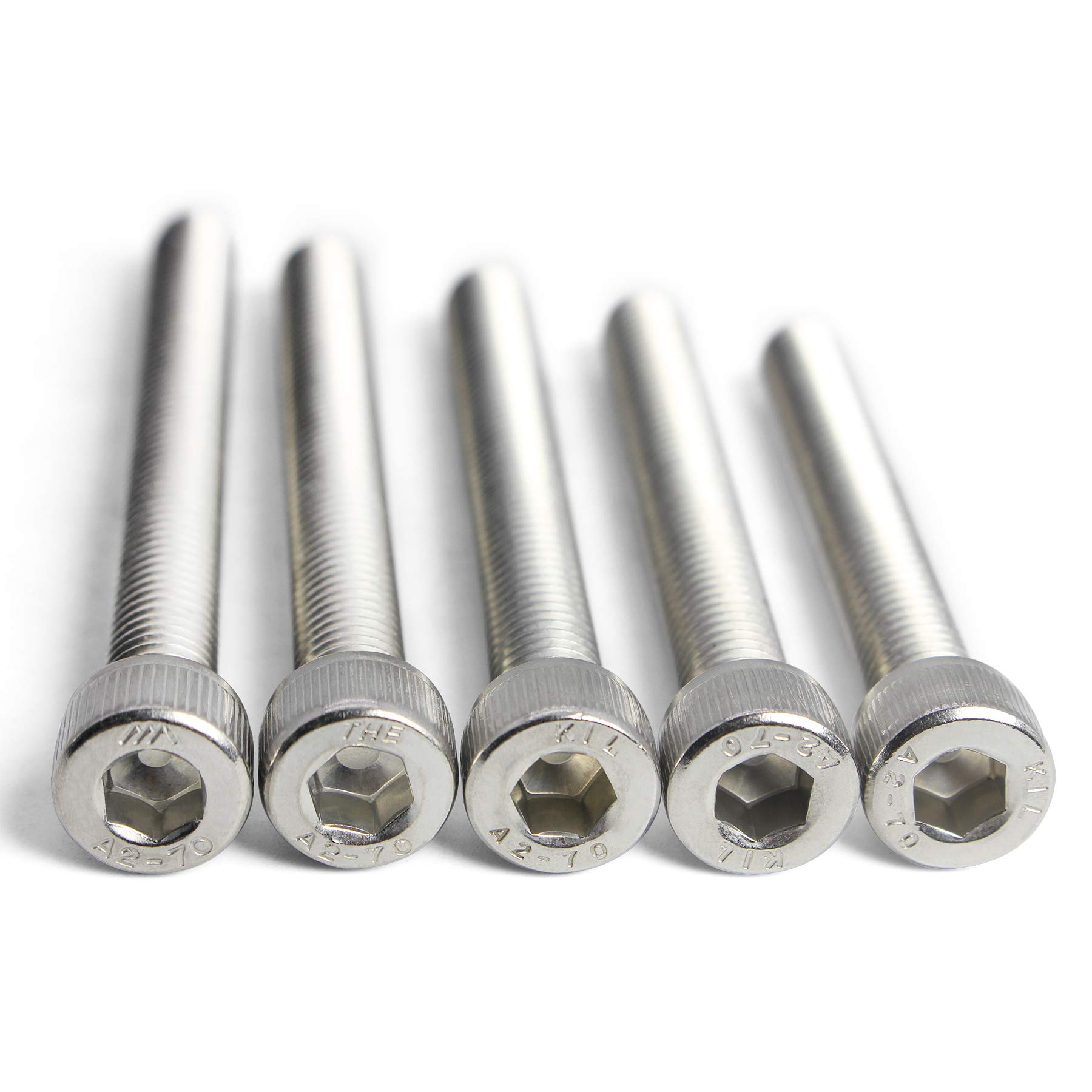 M8 x 60mm 65mm 70mm 75mm 80mm Hex Socket Head Cap Screws Bolts, 304 Stainless Steel, Bright Finish, Fully Threaded, Metric Allen Hex Drive, Assortment Kit 10PCS