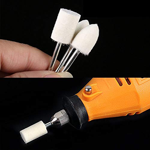 100Pcs Felt Polishing Wheels Wool Polishing Buffing Pads, Mandrel Mounted Grinding Bits,Polishing Grinding Head Wheel Tool Kit For Dremel Rotary Tool - 1/8 Inch Shank