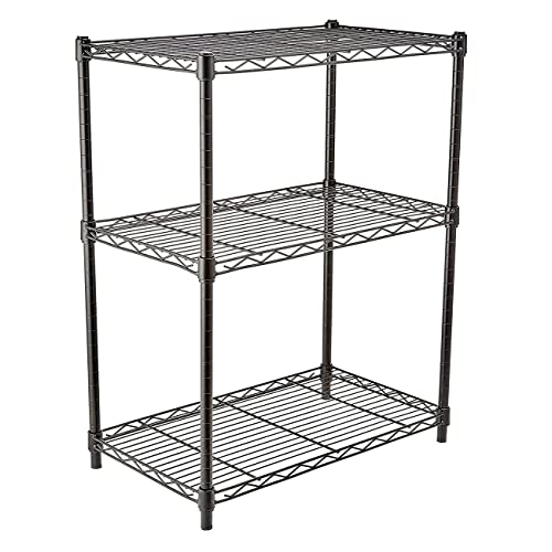 Amazon Basics 4-Shelf Adjustable, Heavy Duty Storage Shelving Unit, Black (36L x 14W x 54H) & 3-Shelf Adjustable, Heavy Duty Storage Shelving Unit, Black (23.3L x 13.4W x 30H)