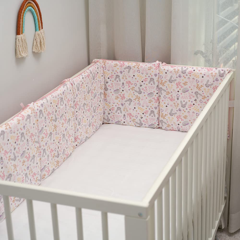 6Pcs Cotton Baby Crib Bumper Pads, 12x12IN Breathable Mesh Crib Liner Padded Crib Bumpers Safe Crib Protector Buffer Pads Crib Bedding Bumper Washable Bed Bumper for Cribs for Toddler Boys Girls