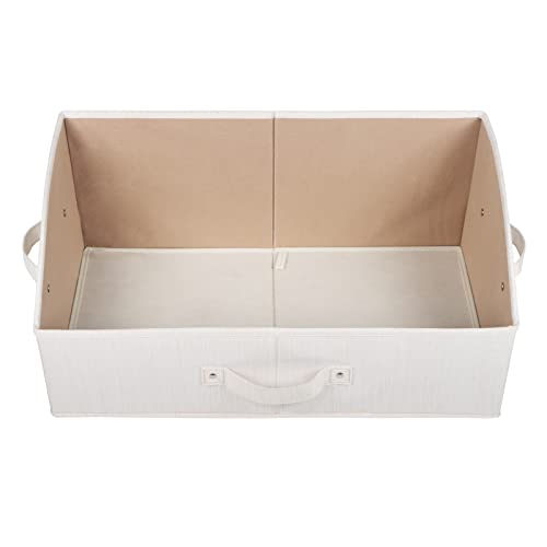 KEEGH Storage Bins for Closet Shelves Storage Baskets for Shelves Trapezoid Storage Bin Fabric Organizer Bins for Clothes with Handles,Beige,Set of 3