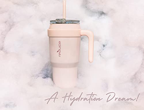 REDUCE 40 oz Tumbler with Handle and Straw, Stainless Steel with Sip-It-Your-Way Lid - Keeps Drinks Cold up to 34 Hours - Sweat Proof, Dishwasher Safe, BPA Free - Glacier, Opaque Gloss Mug