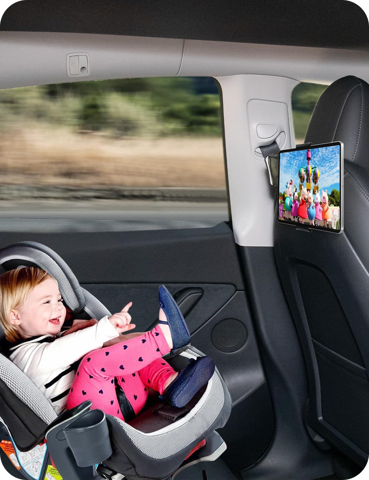 BASENOR 2025 Upgraded Tesla Model Y Model 3 Model S Model X LR/Plaid Tablet Holder Headrest Tablet Mount, 360° Adjustable Travel Rotation Tesla Car Headrest Stand Cradle Accessories