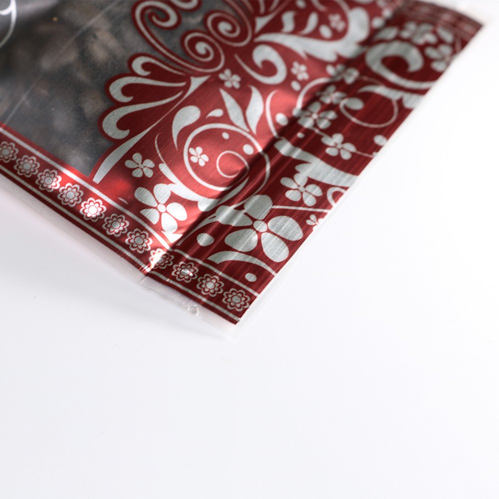 100PCS Matte Red & Silver Border Royal Crown Flower Design Stand-Up Zip Seal Bags 12x20cm (4.7x7.8")