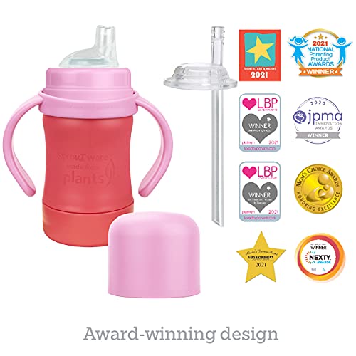 Green sprouts Sprout Ware Sip & Straw Cup made from Plants | Non-toxic Plant-based Plastic Transition Sippy Cup without BPA, BPS, BPF | Soft Silicone Spout and Straw | Easy-grip Handles