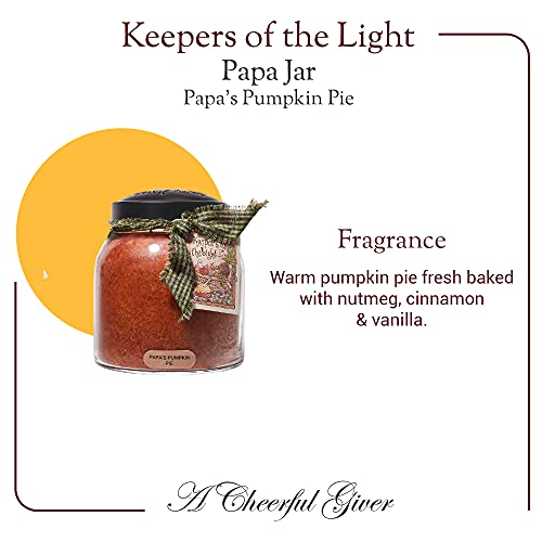 A Cheerful Giver β Papa's Pumpkin Pie - 34oz Papa Scented Candle Jar with Lid - Keepers of the Light - 155 Hours of Burn Time, Gift for Women, Brown