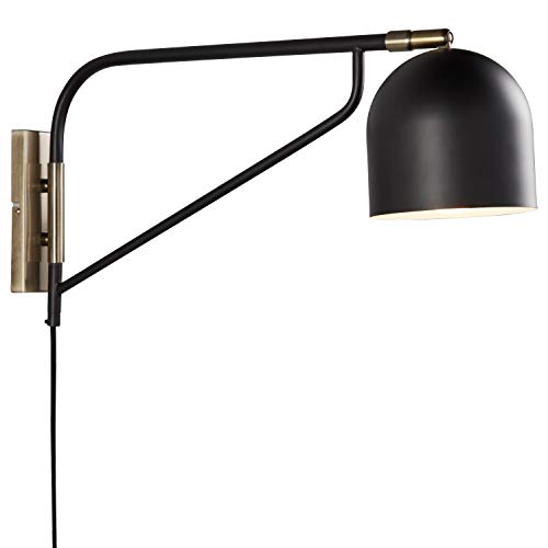 Amazon Brand β Rivet Mid-Century Swiveling Wall Sconce with Bulb, 11"H, Black and Antique Brass
