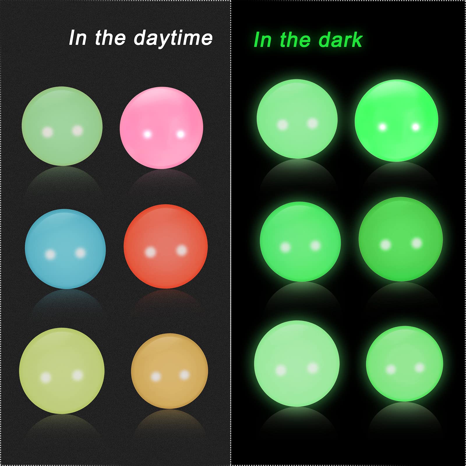 12 Pieces Glow Balls Sticky Wall Balls Stress Relief Balls Sticky Ceiling Balls Ceiling Luminous Sticky Ball Fun Decompression Toy for Anxiety Pressure