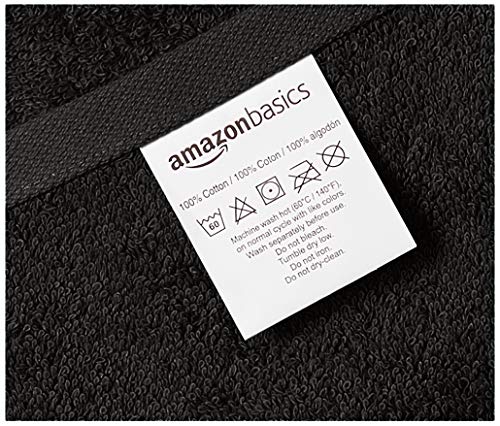 Amazon Basics Fade-Resistant Cotton Bath Towel - 4-Pack, Black