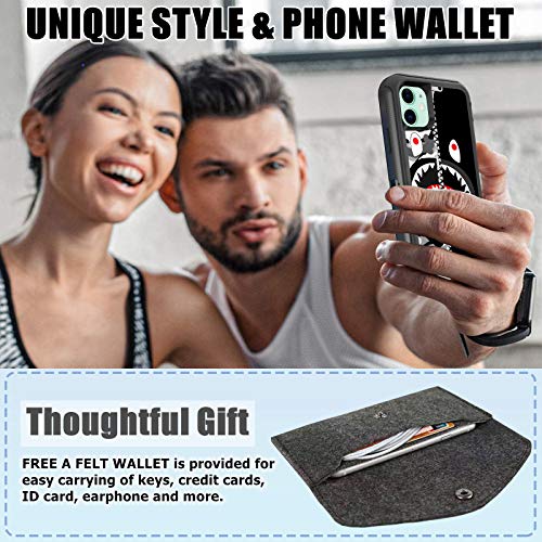 OTTARTAKS iPhone 11 Case with Screen Protector, Street Fashion Full Body Rugged Heavy Duty Case for Boys Men, Shockproof 3-Layer Defender Protective Case for iPhone 11 6.1inch, Camo Shark