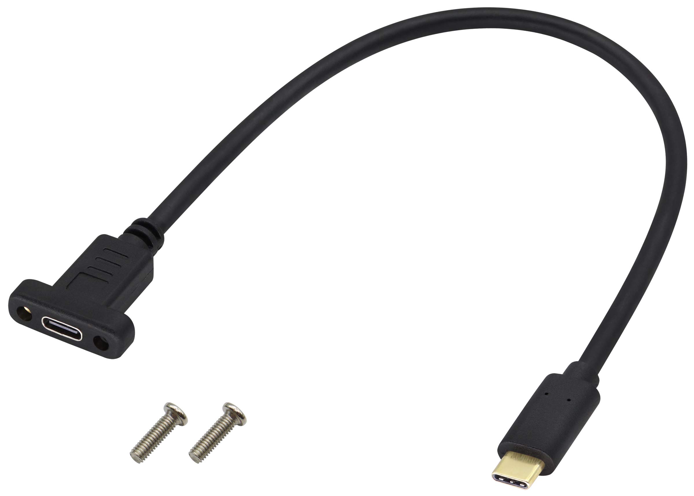 AAOTOKK USB Type C 3.1Panel Mount Adapter Cable USB-C 3.1 Gen2 10Gbps Male to USB C Female Panel Mount Screw Cable,Supports Charging,Data,Audio,Video Cable for Laptop,Tablet,Mobile Phone(0.3M/1ft)
