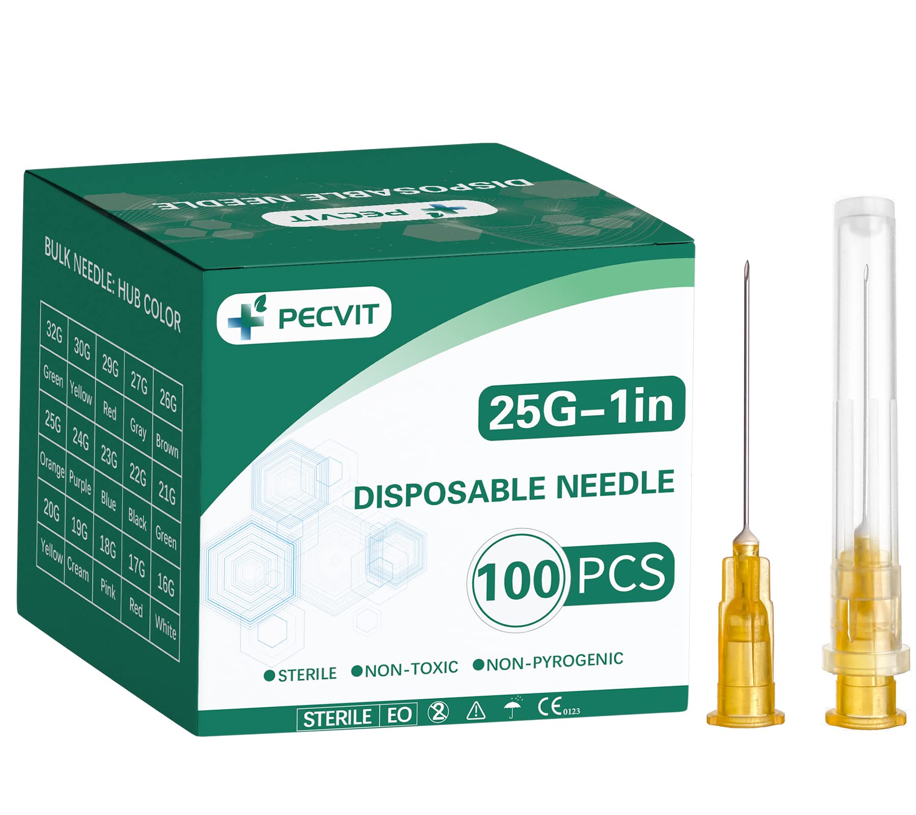100Pack 25Ga 1 inch Needle Luer Lock Lab Dispensing Accessories for Measuring,Refilling Inks