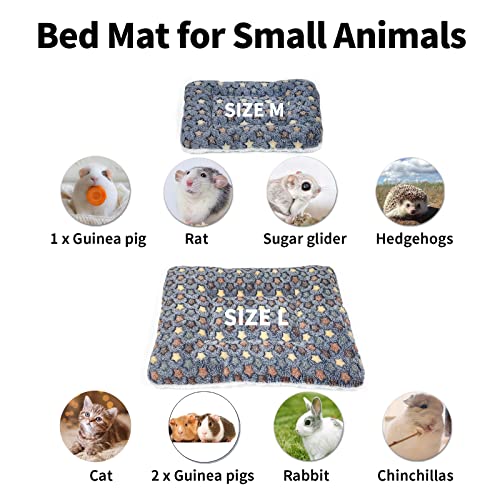 Amakunft 2 Pack of Square Plush Guinea Pig Pillow, Cozy Hamsters Sugar Glider Hedgehog Sleep Bed, Rabbit Cage Accessories Mat (Stars, Medium)