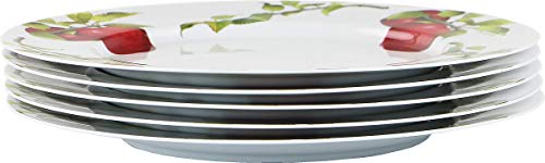 Reston Lloyd Harvest Apple by Sandy Clough, 6pc Melamine Dinner Plate Set, white, red, green
