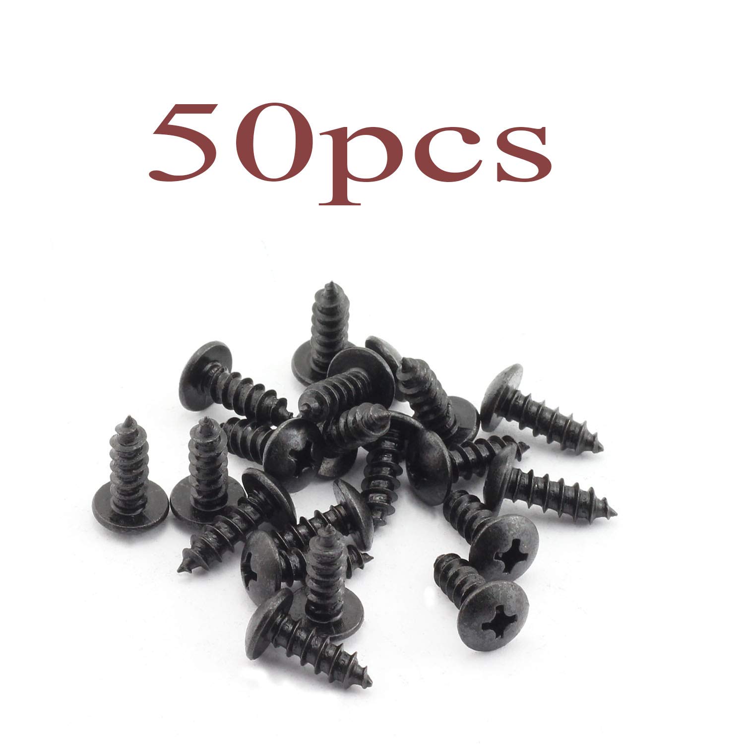 50pcs M4x12mm Self Drilling Black Screw Carbon Steel Hardware Accessories Philips Drive Round Head Self Tapping Wood Screws
