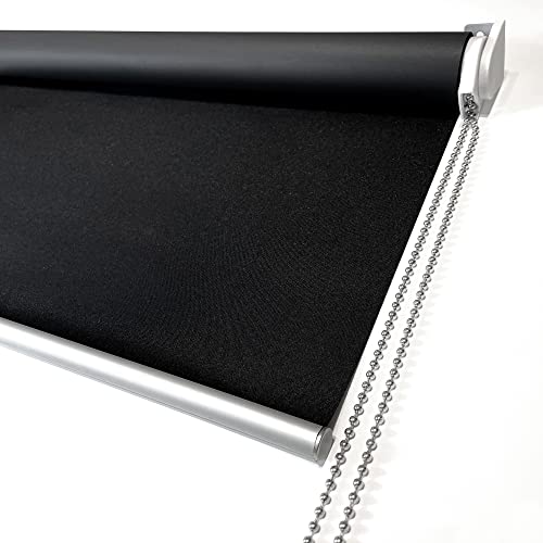 100% Blackout Roller Window Shades, Window Blinds with Thermal Insulated, UV Protection Waterproof Fabric, roll up and Down Blinds for Home and Office (Black - 20" W x 72" H)