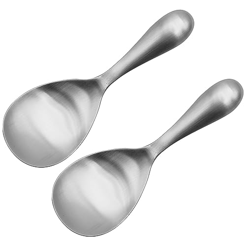 2 pack Stainless Steel Rice Spoons, 8 Inch Rice Spoon, Home Kitchen Thickened Rice Spoon, Rice Paddle Set, Heat Resistant Serving Spoon, Cooking Spoon for Kitchen