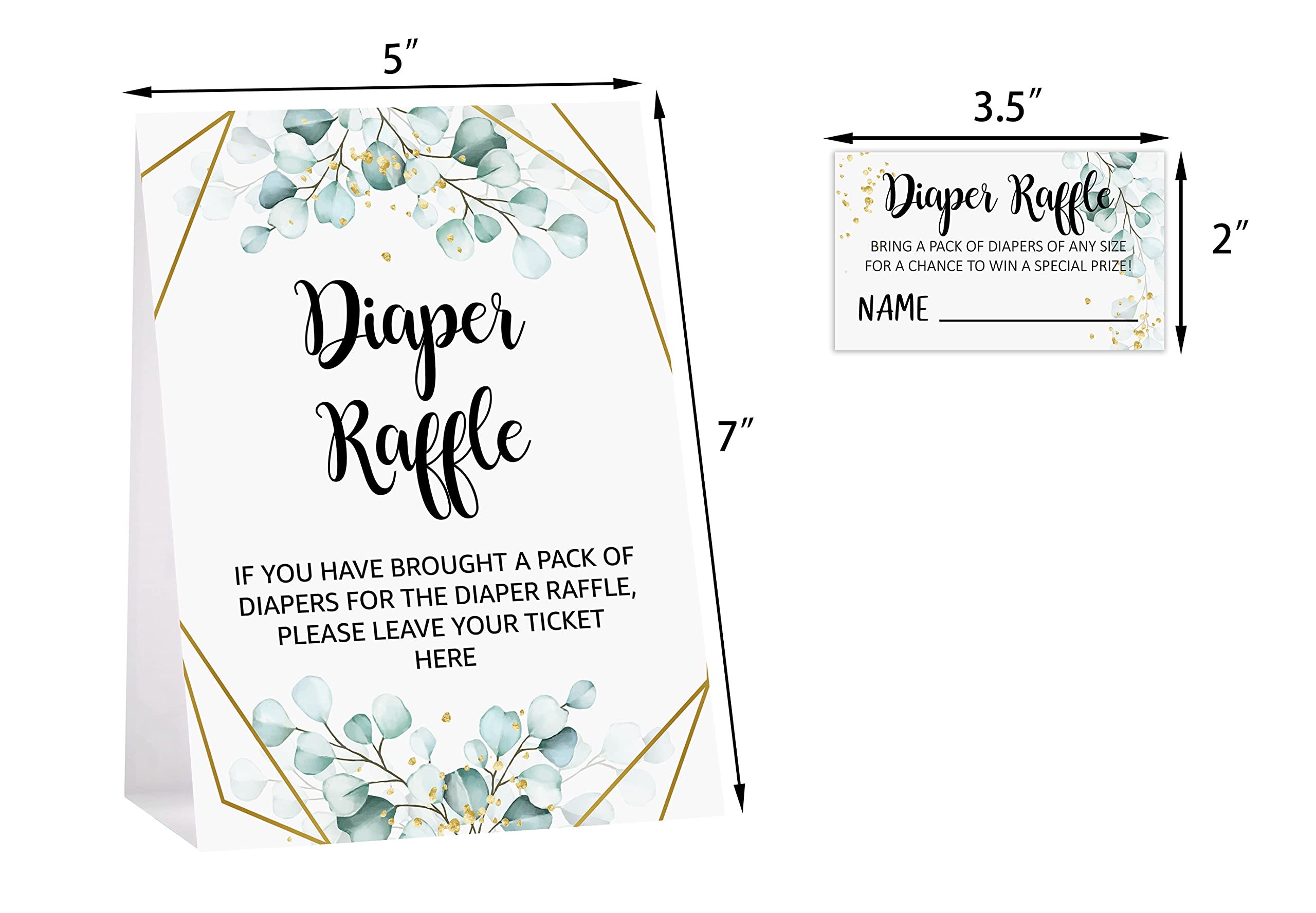 Doreen's Boutique Diaper Raffle Tickets and Sign Shower Games, Decorations, Party Favors for Showers – 1 Sign, 50 Cards per Pack(DIAPER-B009)