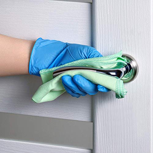 Large Disposable Vinyl Exam Gloves, 4 Mil-Thick -Latex Free Powder Free, Food Safe, Cleaning Gloves-Blue, 100 count