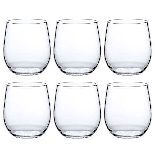 Amazing Abby - Cindy - 14-Ounce Unbreakable Tritan Wine Glasses (Set of 6), Plastic Stemless Wine Tumblers, Reusable, BPA-Free, Dishwasher-Safe, Perfect for Poolside, Outdoors, Camping, and More