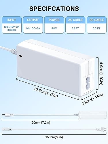 18V 54W Power Adapter Charger Replacement for Cricut Explore Air 2,Cricut Maker(White)