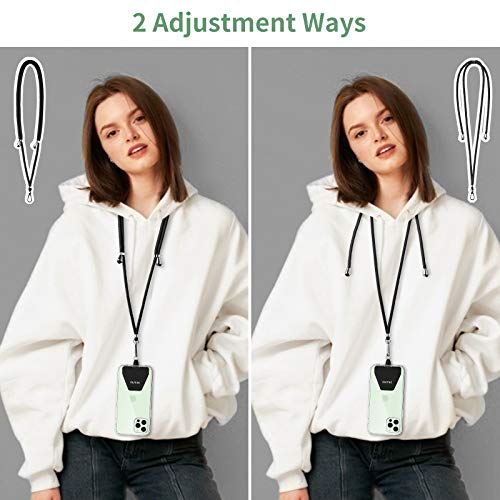 OUTXE Universal Phone Lanyard 2 Packs - 2× Adjustable Neck Strap, 4× Phone Patches- Black