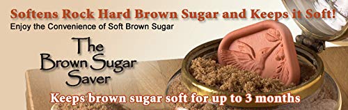 JBK Pottery Brown Sugar Saver - Terra Cotta Humidifying Stone Softens Brown Sugar, Keeps Snacks Crisp and Fresh - Natural Clay Moisture Absorber for Food and Chips