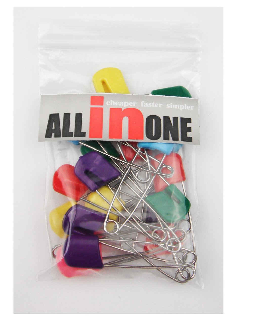 All in ONE Colorful Plastic Head Safety Pins Diaper Nappy Pins Safety Hold Clip Locking Cloth (54mm)
