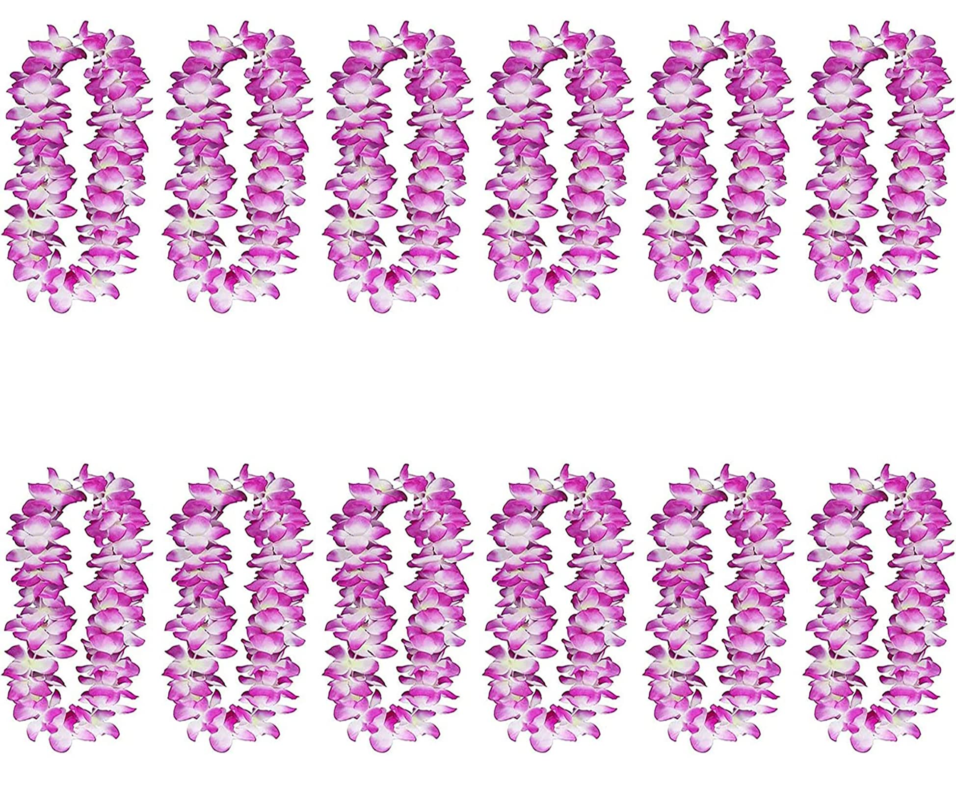 12 Pcs Thicken 41 Inch Purple Hawaiian Leis for Graduation Party, Dance Party, Photo Prop in Outdoors (12 Pcs)