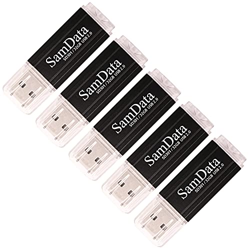 SamData 5 Pack 32GB USB 2.0 Flash Drive Thumb Drive Memory Stick Pen Drives Jump Drive for Data Storage (5Pack Black)