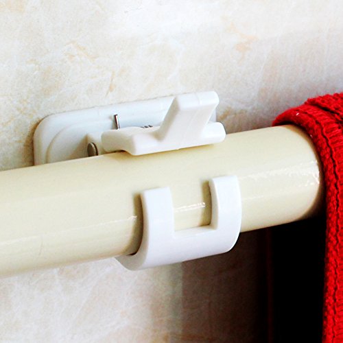 BEYST Self Adhesive Hooks Curtain Rod Bracket Pole,2/8 PCS Drapery Hook Holders Wall Brackets & Fixings Rod Holder Adhesive Rod Hooks for Home Bathroom