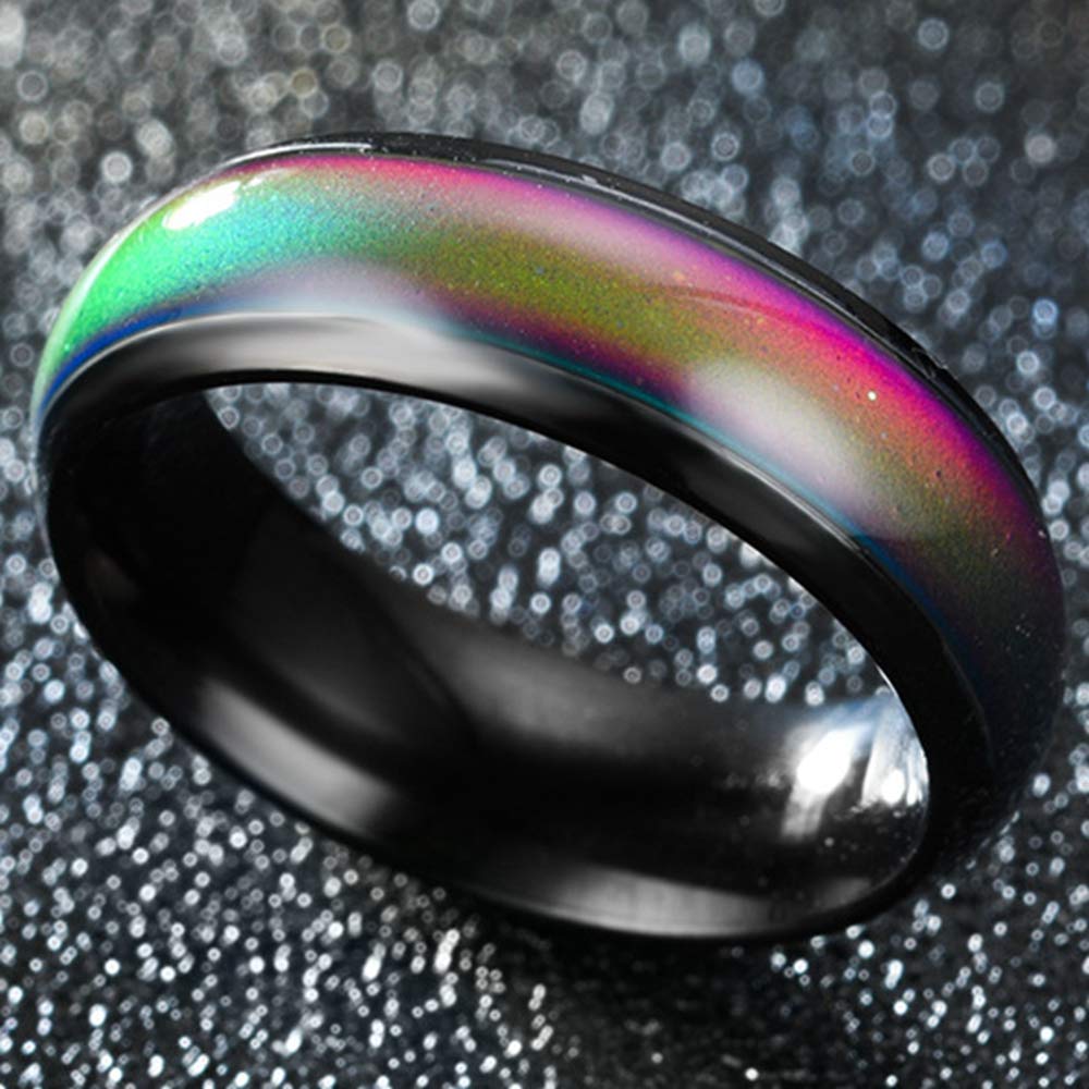4mm Stainless Steel Temperature Sensative Color Changing Wedding Band Mood Ring (Black, 5)