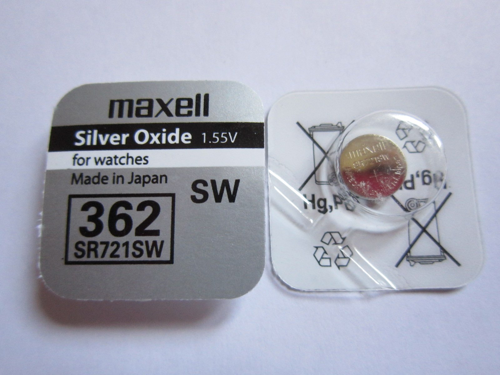2 x MAXELL SR721SW 362 SR721 D362 1.55v Silver Oxide Button Cell Watch Battery - Official Genuine Maxell