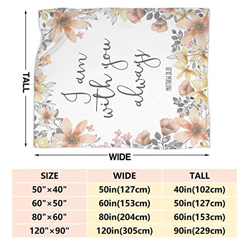 Bible Verse - I Am with You Always Fleece Throw Blanket Lightweight Super Soft Flannel Bed Blanket Perfect Home Decor for Couch Chair Sofa Living Room 60"X50" Medium