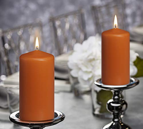 BOLSIUS 4 Orange Pillar Candles - 3x6 Inches - Individually Wrapped - Premium European Quality - 65 Burn Hours - Dripless & Smokeless Smooth Flame - Unscented Dinner, Wedding, Party, & Décor Candles