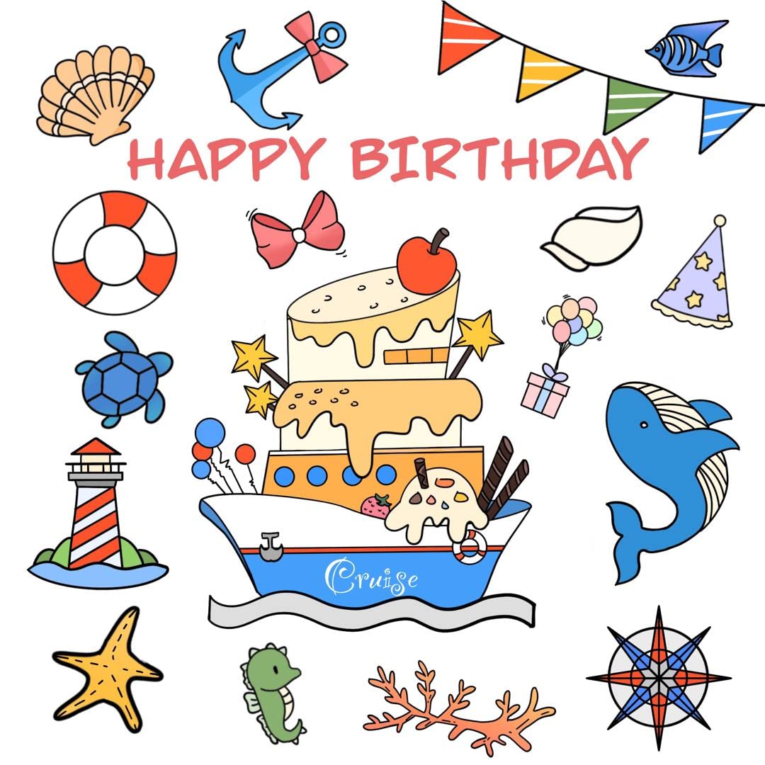 19 Pcs Cruise Door Decorations Birthday Cruise Door Magnets Funny Reusable Magnetic Decortations Birthday Door Magnets for Car Refrigerator Ship Stateroom Carnival Party
