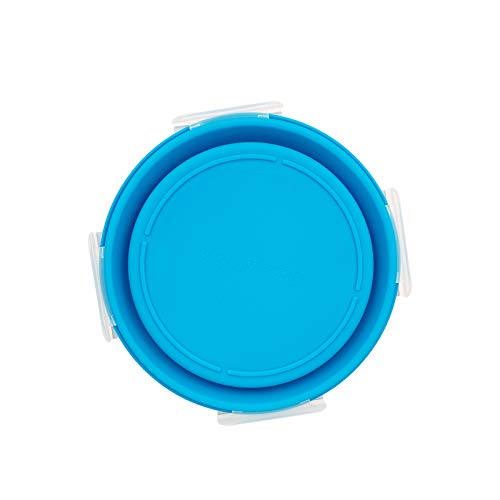 CARTINTS 1100ml Large Collapsible Food Storage Containers with Lids Silicone Food Container Collapsible Silicone Leftover Containers, Microwave Freezer Safe, For Camping Travel, 3Pack, Blue