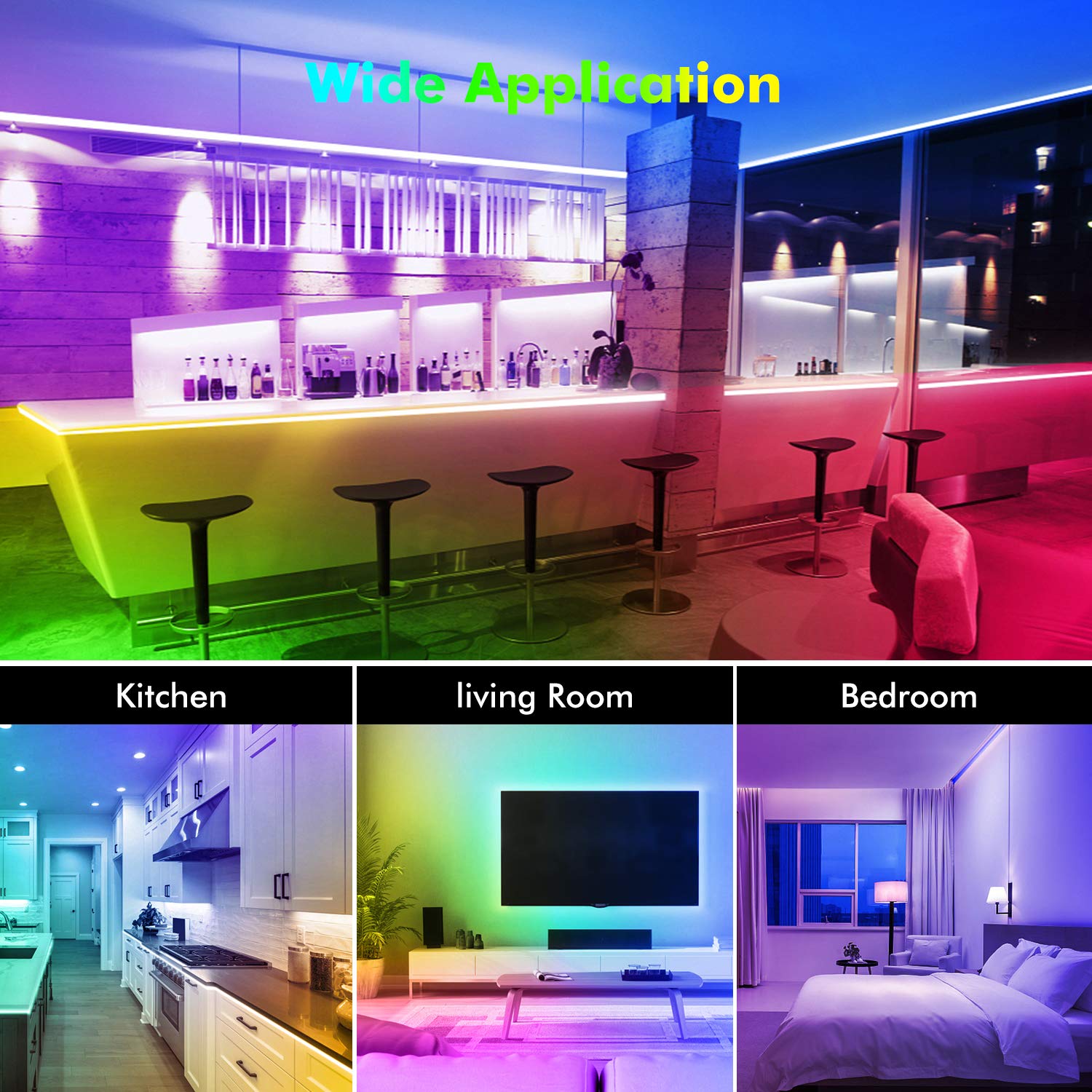 100ft Led Strip Lights, LiviNGPAi Color Changing LED Light Strips with Music Sync, Remote, Built-in Mic, Bluetooth App Control, RGB LED Lights for Bedroom, Party, Kitchen, TV, Home