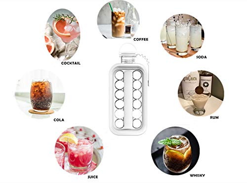 LittleStar Ice Cube Trays 2 in 1 Portable Ice Ball Maker Kettle With 17 Grids Flat Body Lid Cooling Ice Pop/Cube Molds For Hockey,Cocktail,Coffee,Whiskey,Champagne,Beer,Juice,(White)