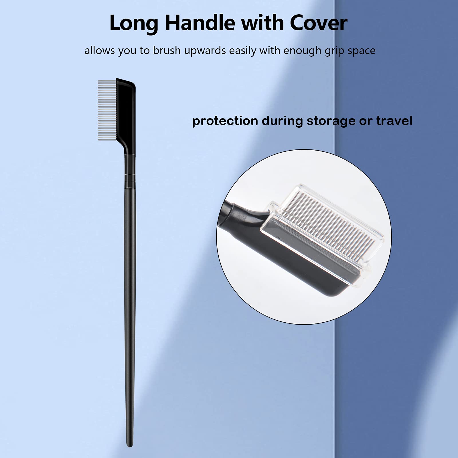 Eyelash Comb Dust2oasis Eyelash Separator Curler 2 Pcs, Eyelash Brush with Metal Teeth Mascara Separated Lash Comb, Eyebrow Brush Comb -Black