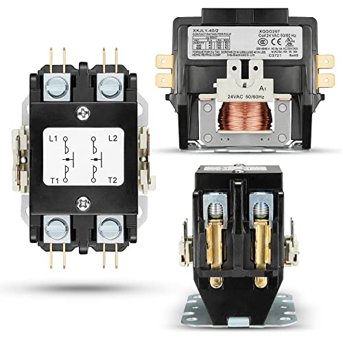 2 Pole AC Contactor, Generic Heavy Duty 40Amp 24V Coil Air Conditioner Contactor Condenser Compressor Contactor, Definite Purpose Contactor