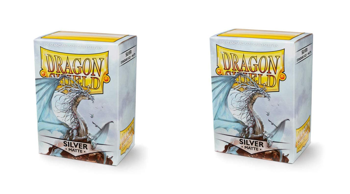 2 Packs Dragon Shield Matte Silver Standard Size 100 ct Card Sleeves Value Bundle! …