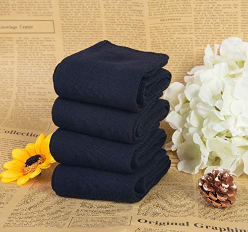 4 Pairs Girls Knee High Socks Cotton Knit Over Craft Thigh High Socks for Baby Toddler School Uniform(Dark blue,Medium)