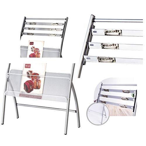 Book Shelf Magazine Rack Newspaper Holder Storage Rack Files Rack Metal Stratification Freestanding Display Rack Materials Robust 63.5X27X82CM MUMUJIN