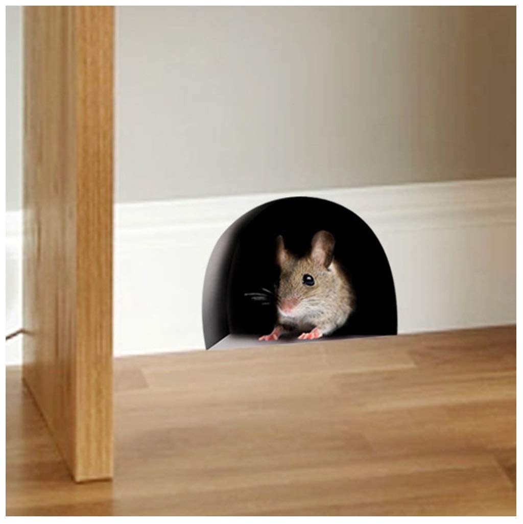 3D Wall Stickers,Realistic Mouse,Hole Wall Mouse in A Hole Wall Decal Fun Art Animal Stickers for Home Decor Living Room Nursery Bedroom Kids Room Wall Decoration