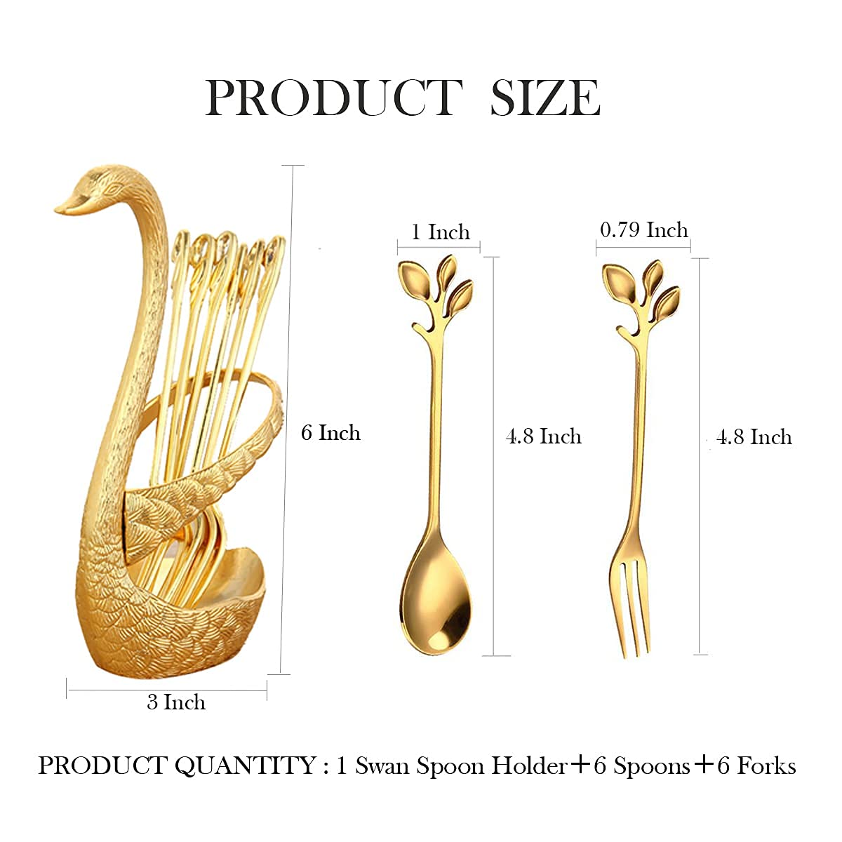 13 Piece Gold Mini Spoons and Forks with Swan Spoon Holder Small Spoons for Dessert Appetizer Spoons Stainless Steel Gold Serving Spoons Utensils for Coffee Tea Party Dessert Table